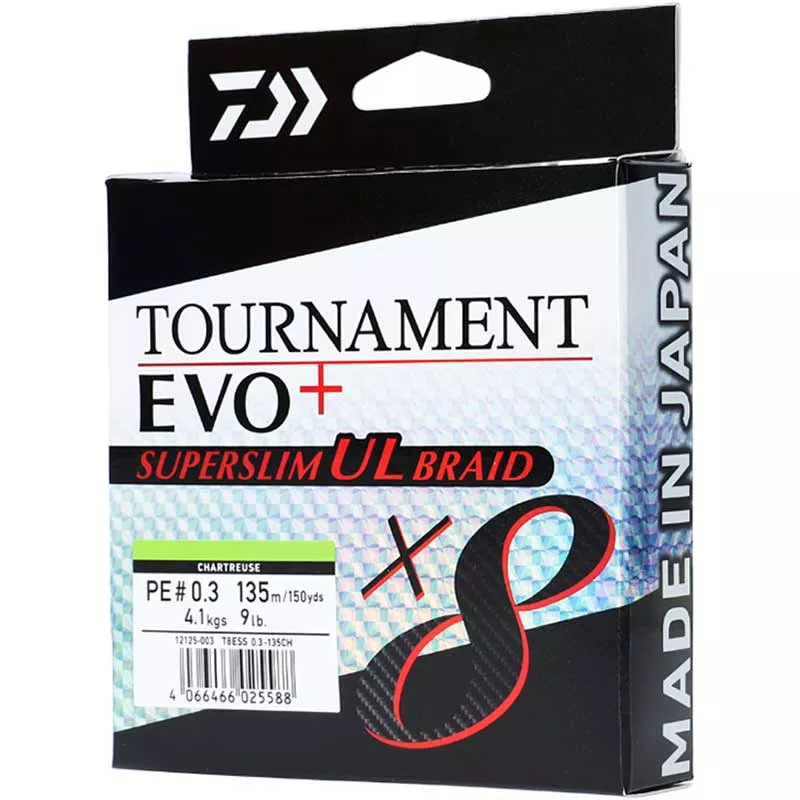 DAIWA Tournament X8 EVO+ Superslim UL Chartreuse 135 m 4,1 kg PE 0,3 ...